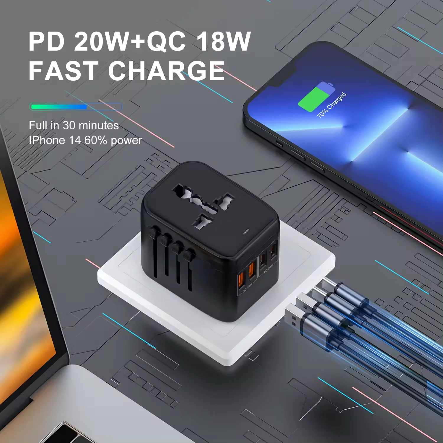 High Quality 4-Port 38W Super Charging Universal Travel Adapter USB ...