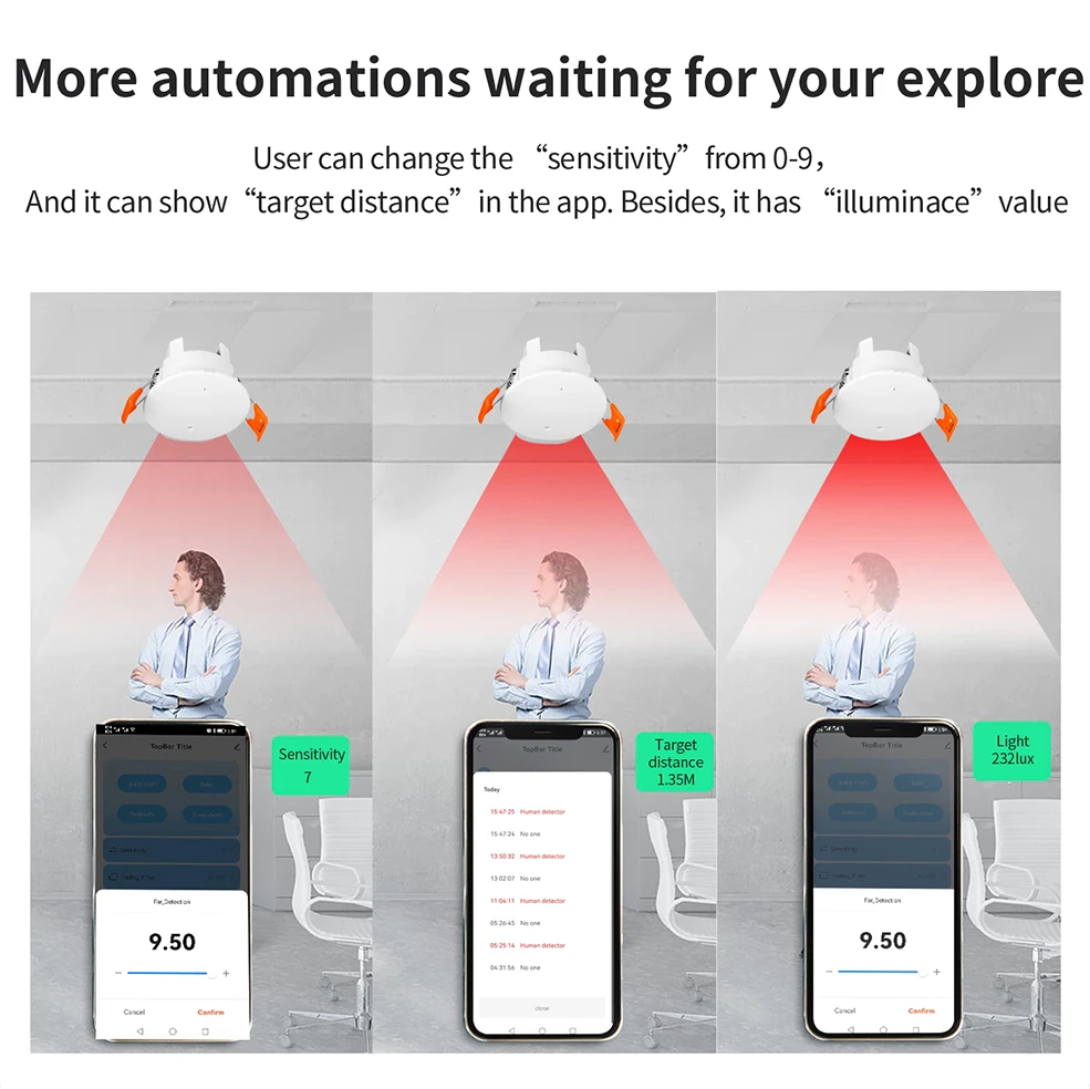 Ceiling Mounted Human Body Occupancy Sensor - Tuya Smart APP