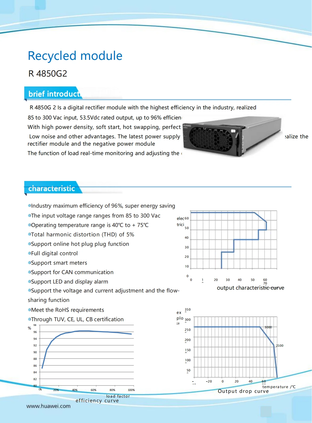 Huawei R4850g2 High Frequency Rectifier Module 48v50a Embedded High ...
