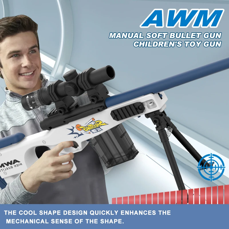 Shell Ejection Soft Bullet AWM Sniper Toy Gun - Safe Fun