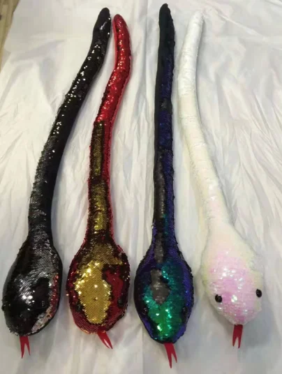 Direct Factory Plush Funny Snake Doll Toy Custom Stuffed Sequin Snake ...