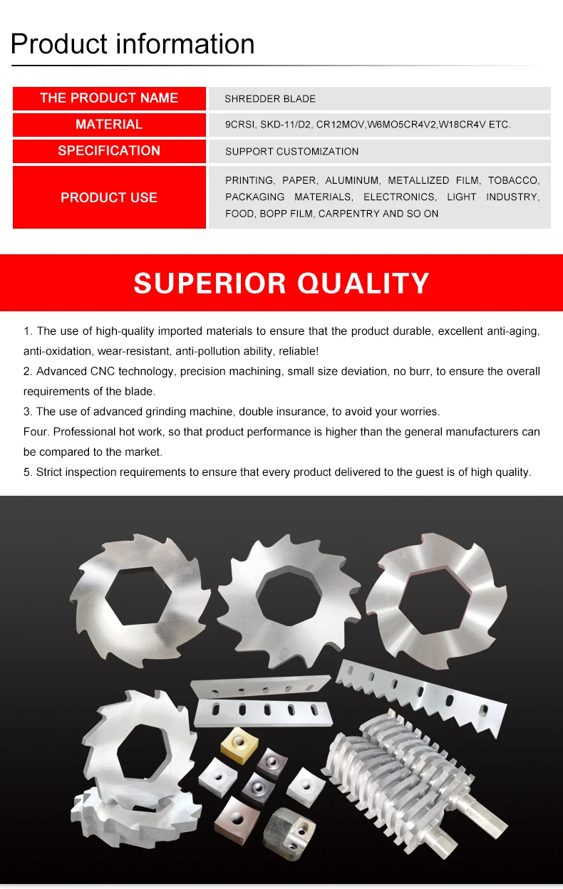 Single Shaft Shredder Rotor Blades Knives For Plastic Recycling Machine ...