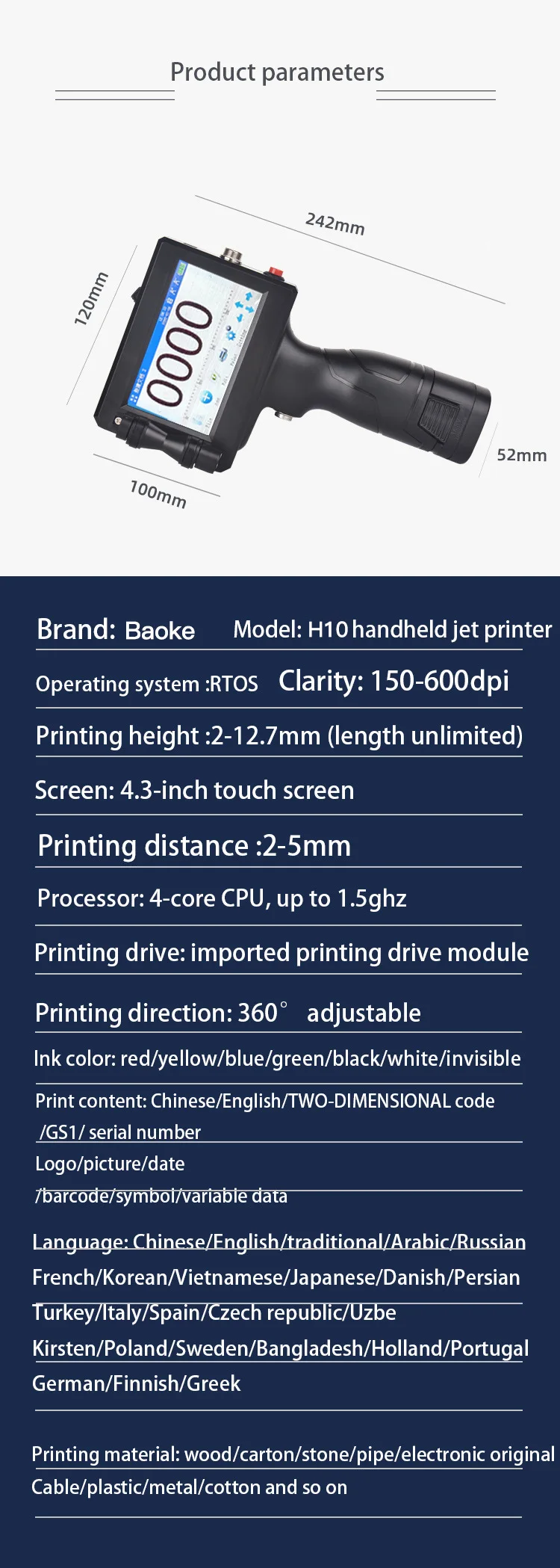 Portable Handheld Printer L1 With Quick-drying Ink Cartridge Handheld ...