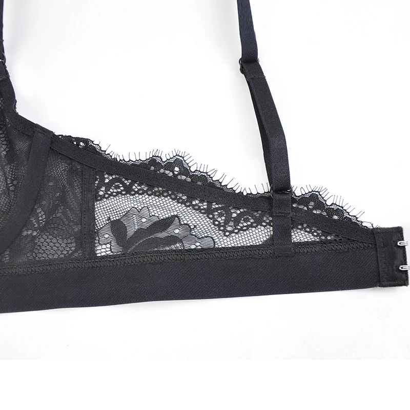 Women Hot Sexy See Through Embroidery Mesh Lace Breathable Daily Bra