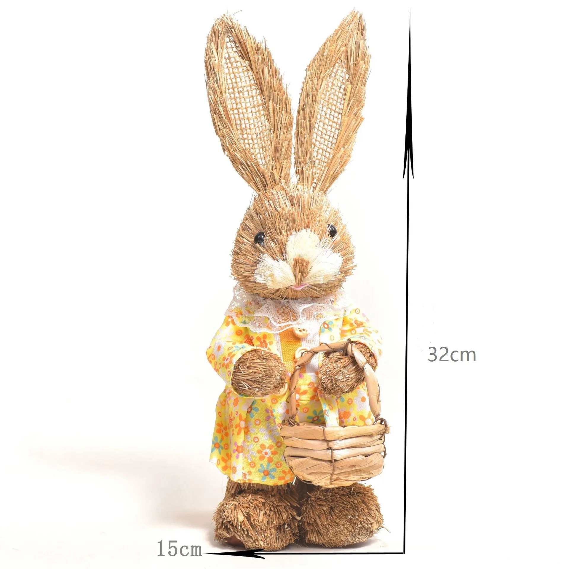 Handmade Artificial Straw Bunny - Perfect Easter Decor