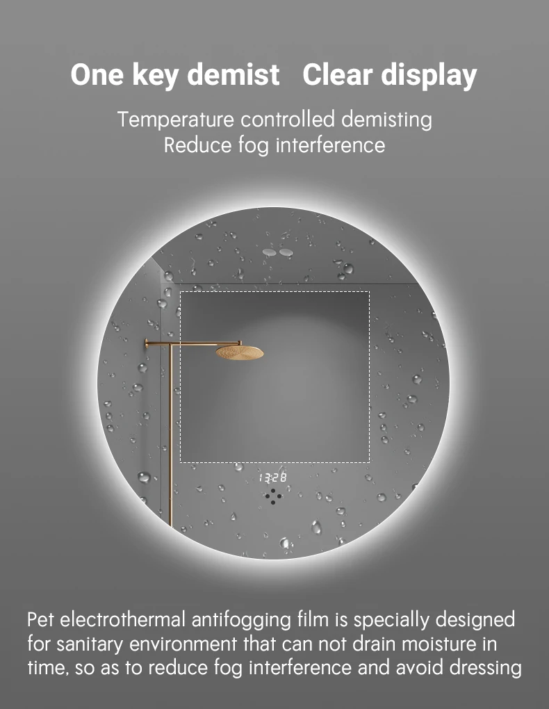 Modern Round LED-Lit Smart Defogging Wall Mirror Touch-Luminous ...