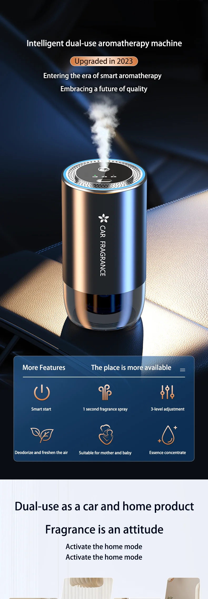 Smart Car Air Freshenercustomized Color Logo Ultrasonic Atomizing Mute ...