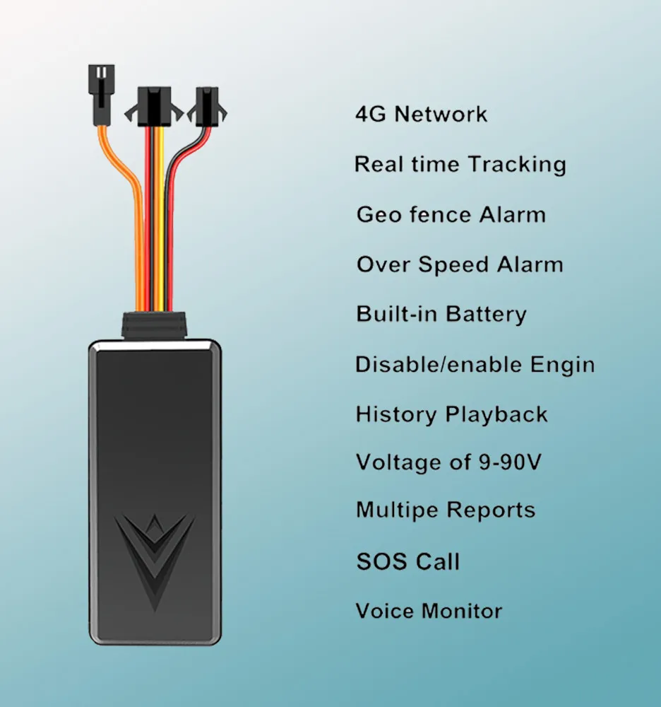 ACC Detection Cut Off Fuel Motorcycle GPS Locator 4G Vehicle Tracking ...