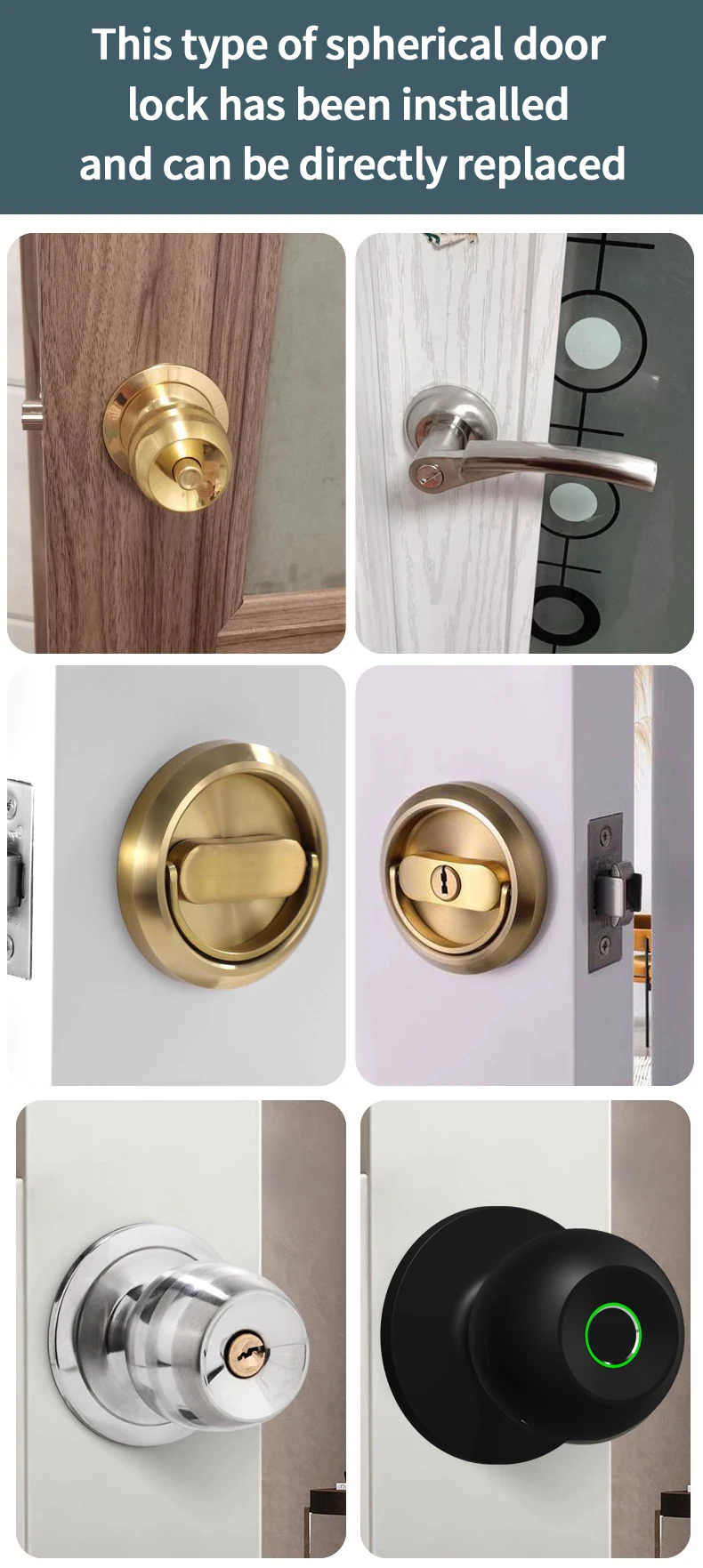 Spherical Smart Lock Fingerprint Wifi Tuya App Digital Spherical Smart Knob Door Lock - Buy ...
