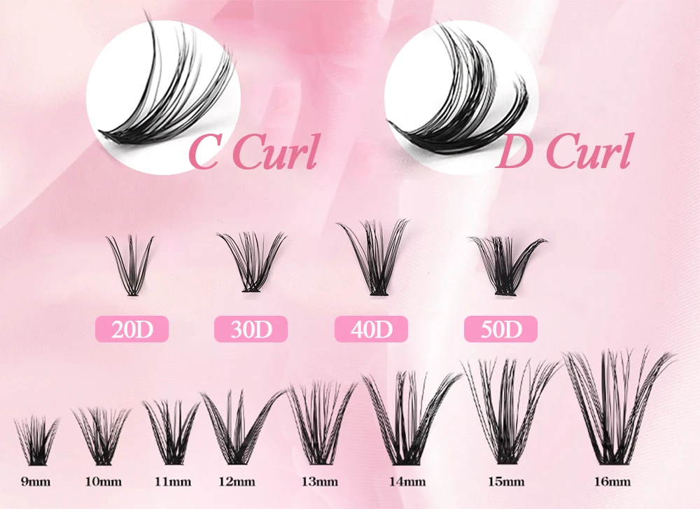 Sp Eyelash Cluster Lashes 240pcs 30d 40d 50d C D Curl Long Individual Lashes Mixed Tray Diy Lash ...