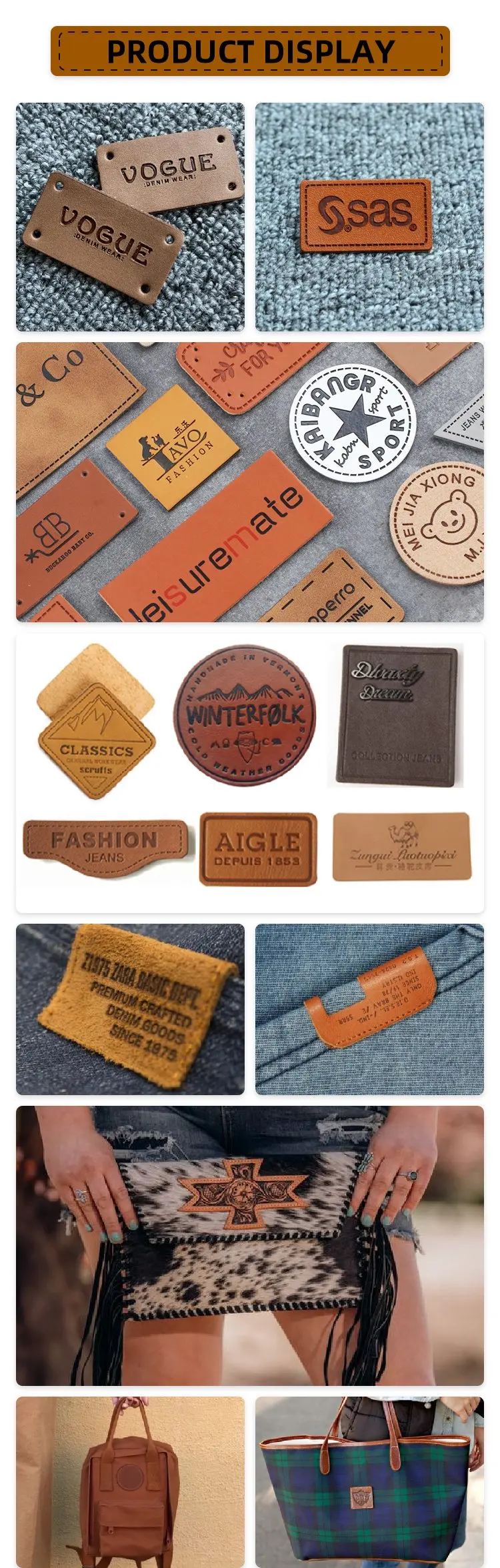 Custom Embossed Brand Name Logo Jeans Genuine Leather Patch Leather ...