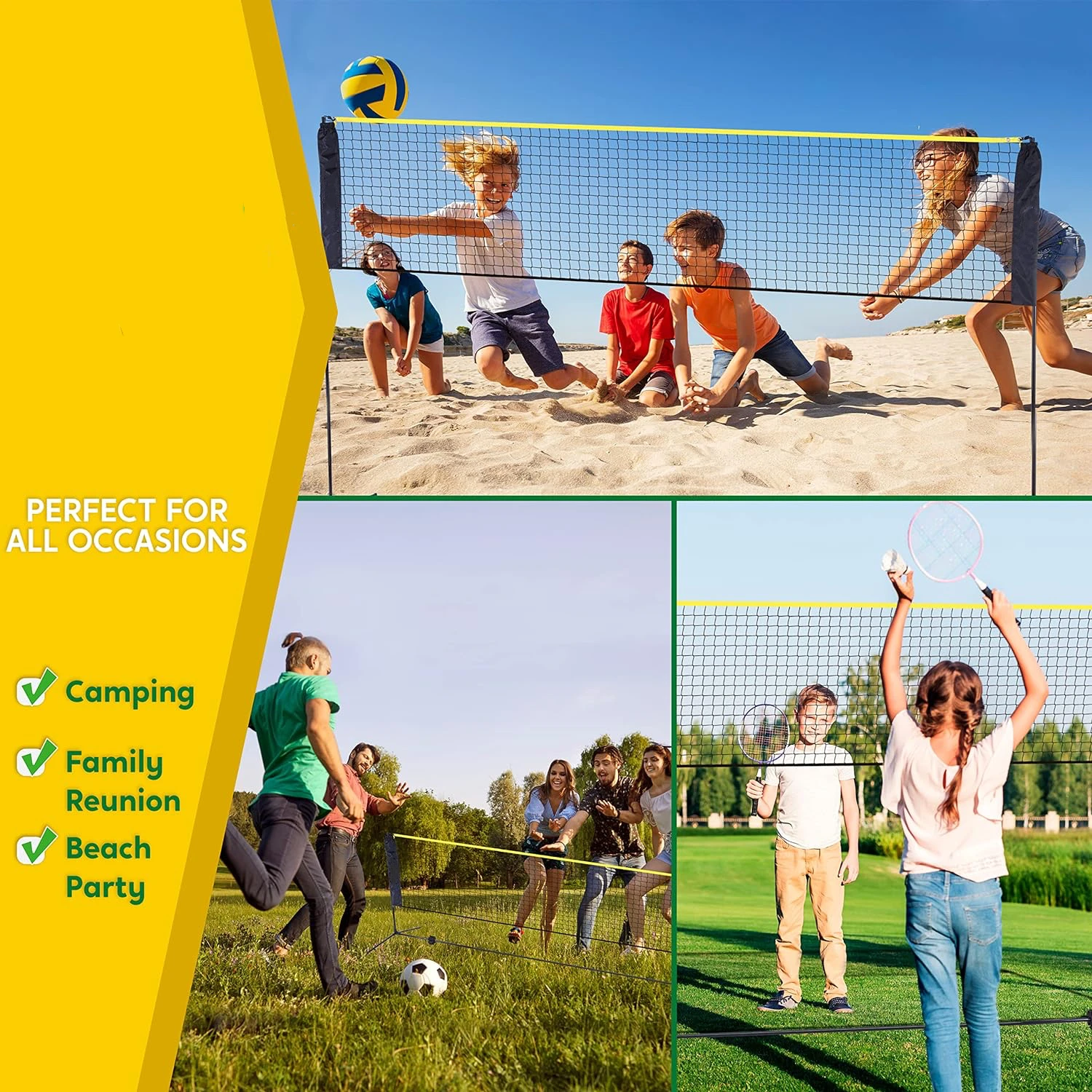 PD SPORT Outdoor Folding Adjustable Portable Badminton Net