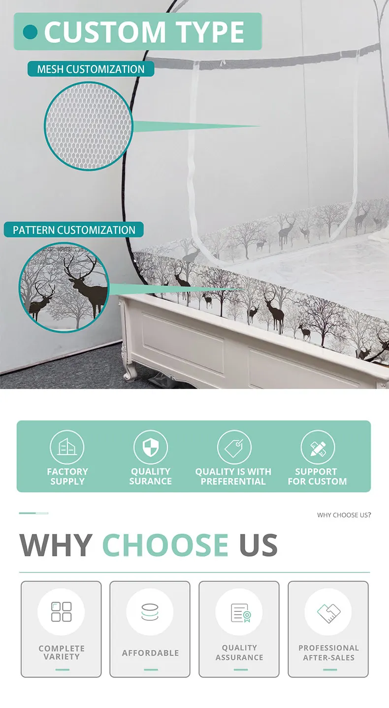 Pop-up Bed Mosquito Net Automatic Support Bracket Fawn Pattern Large ...