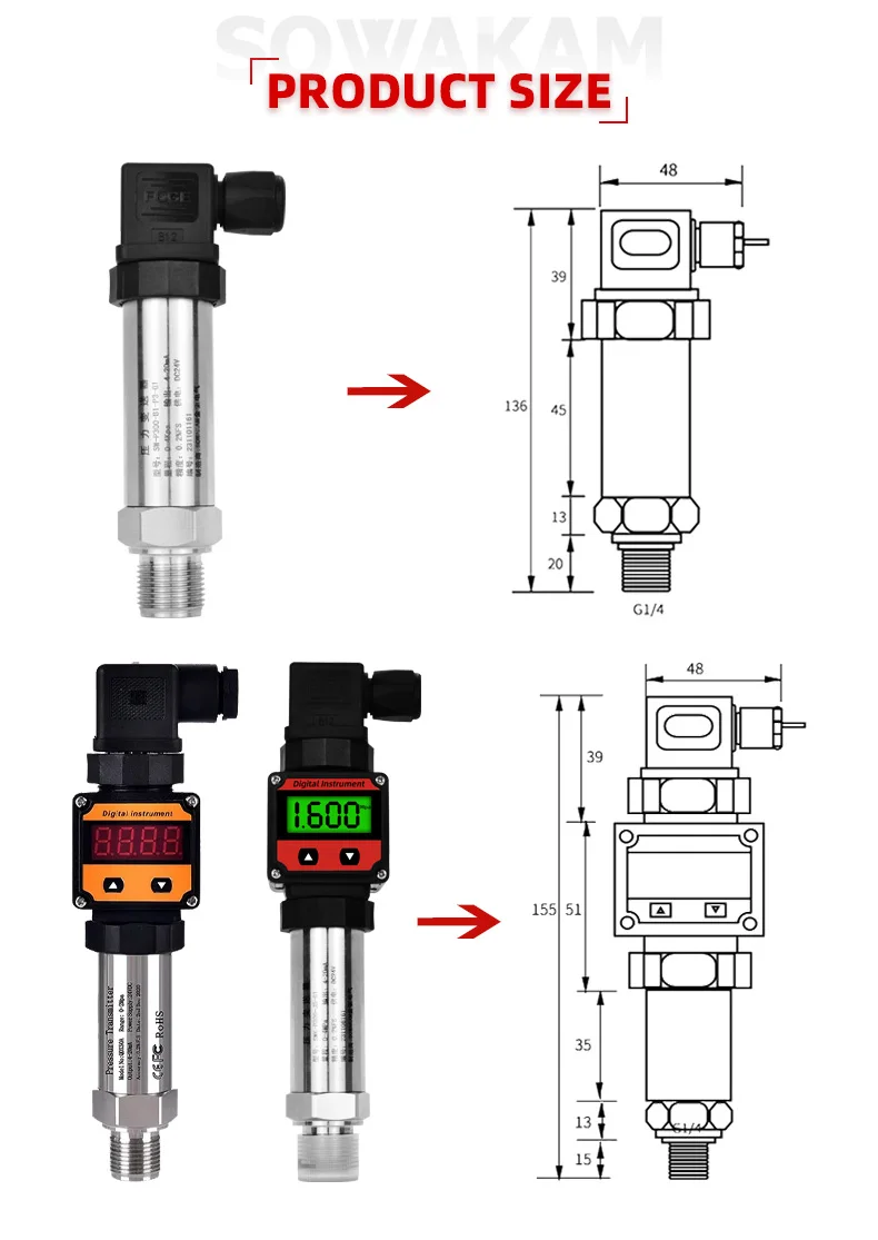 Oil Pressure Sensor Za-p300 Rs485 Output 0-20mpa Pressure Sensor 0-16 ...