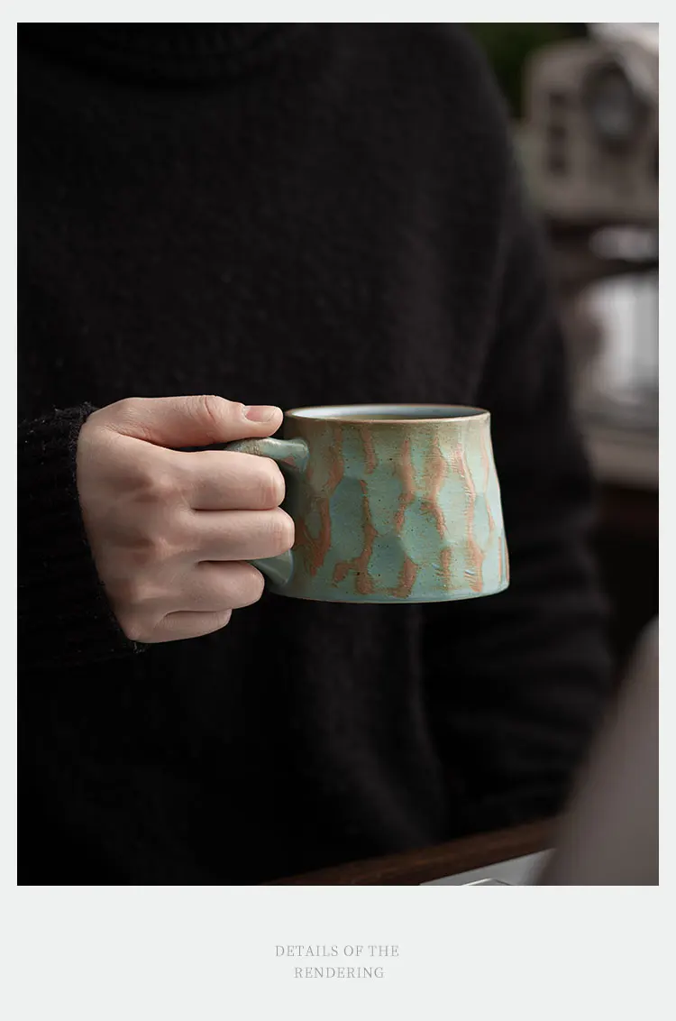 Japanese Style Handmade Coffee Cup Saucer Set Handmade Coarse Pottery ...