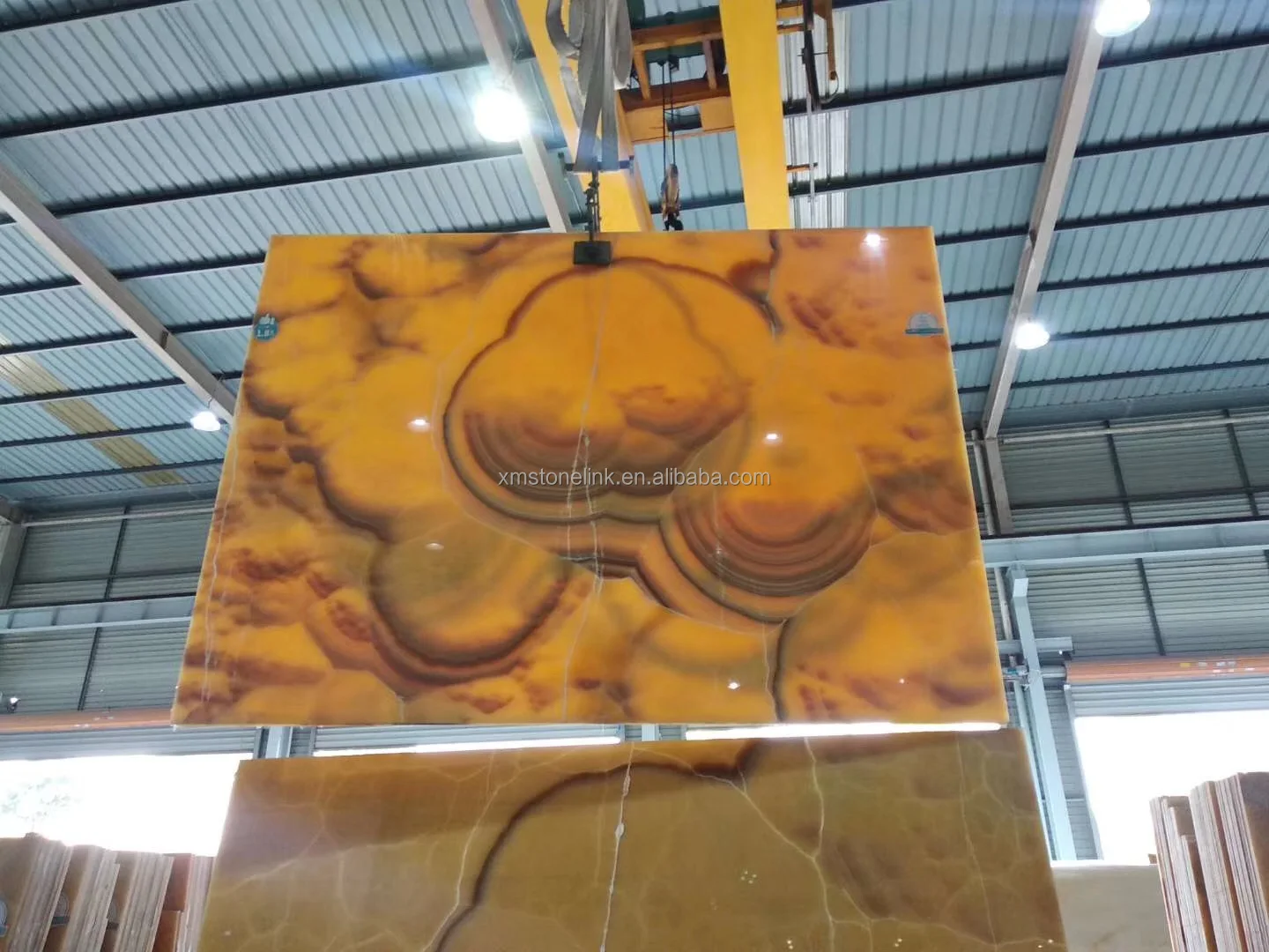 Luxury Yellow Onyx Translucent Blue Stone Onyx Slab Tiles