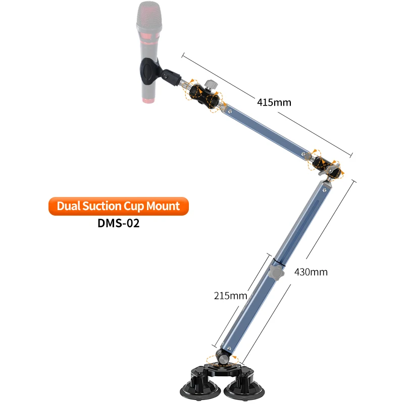 2024 New Design Adjustable Dual Suction Cup Mount Microphone Boom Arm ...