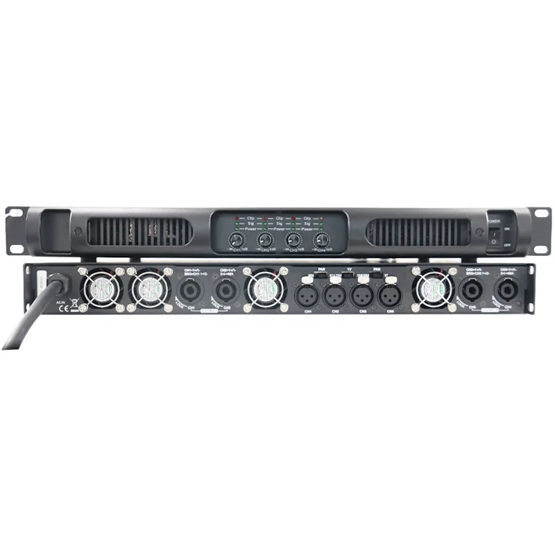 Professional 1u Power Amplifier 4 Channel Music System Amplifier 1000 Watt Class D Power ...