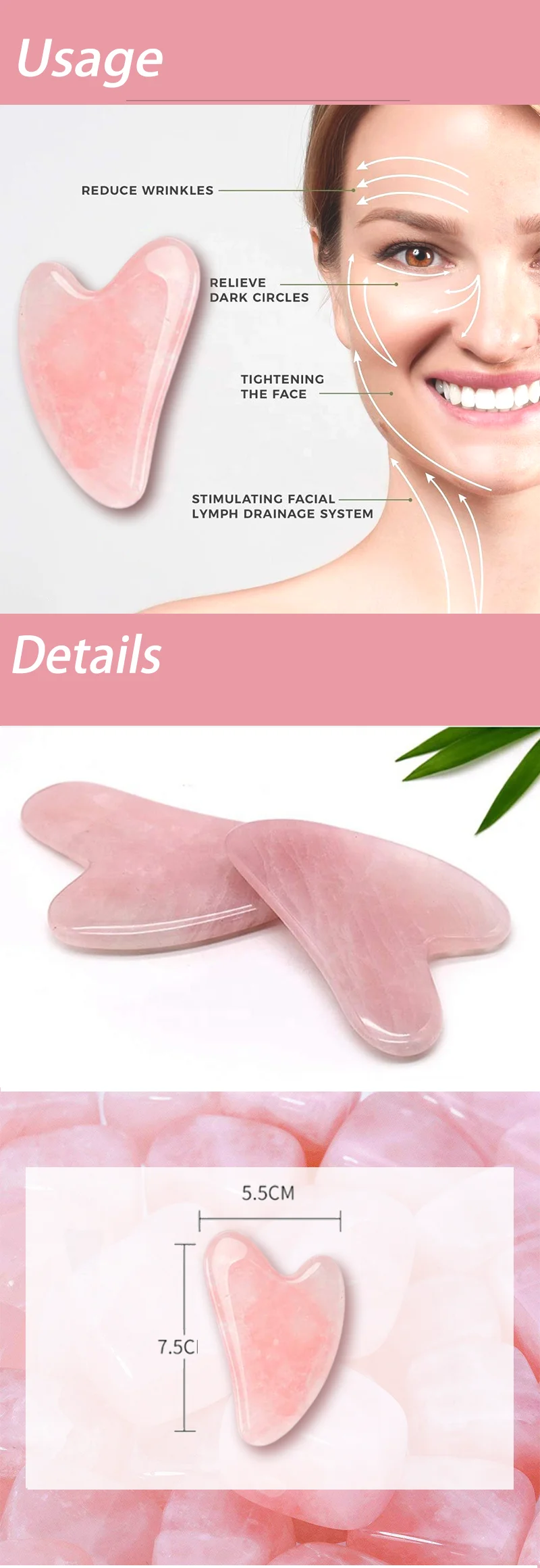 Natural Jade Stone Guasha Board For Spa Acupuncture Therapy Trigger ...