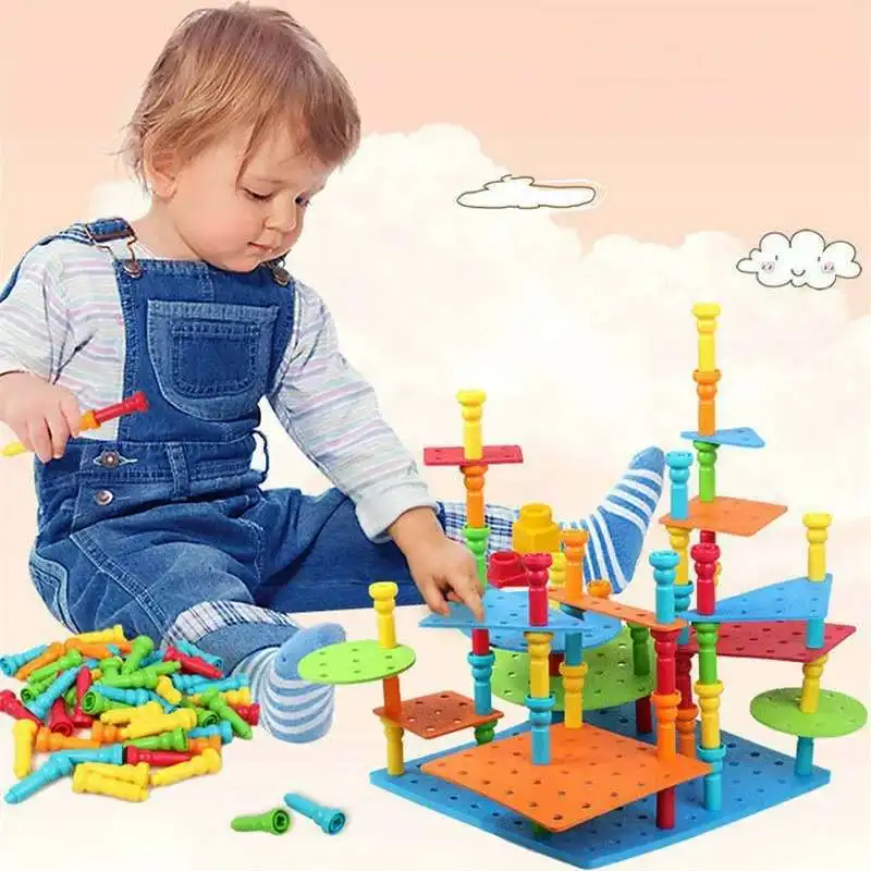 Montessori Learning Kids Peg Board Toy Set Building Stacking Toys ...