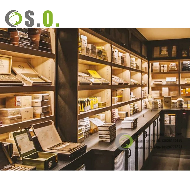 2024 New Wooden Cigar Showcase Display Mirror Black Double Glass ...