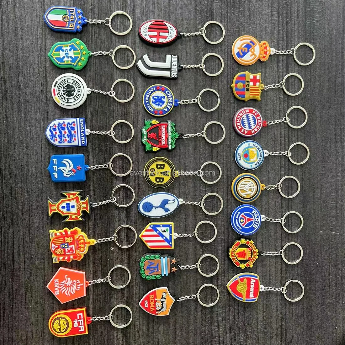 Wholesale Soft Pvc Football Team Keychain Europe Football Soccer Key ...