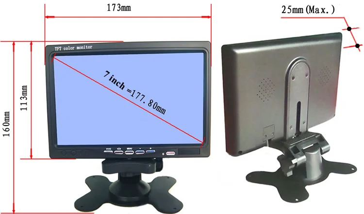 7 Inch TFT LCD Cross Monitor for Industrial Machines