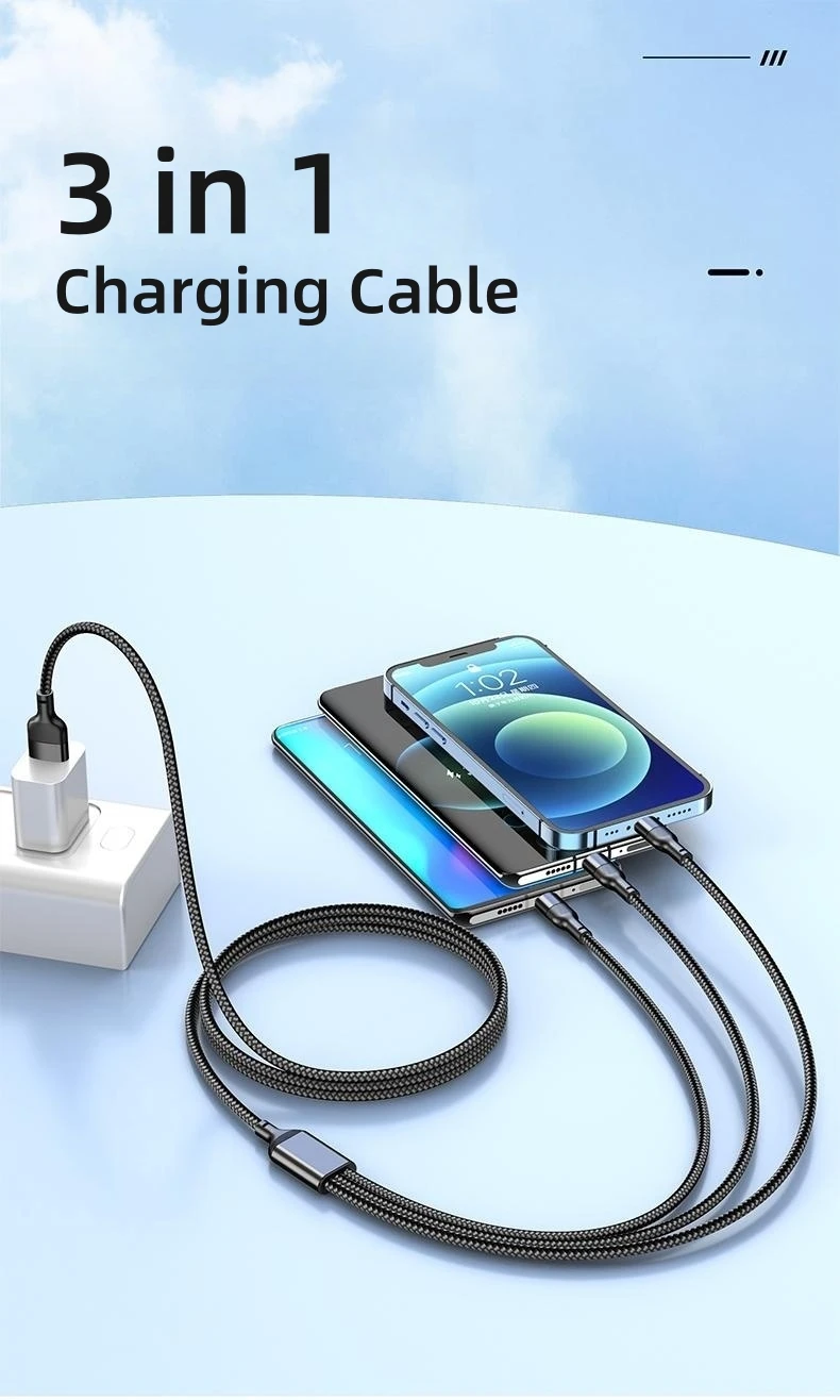 Multi Charging Cable 3 In 1 Nylon Braided Multi Usb Cable Multiple ...