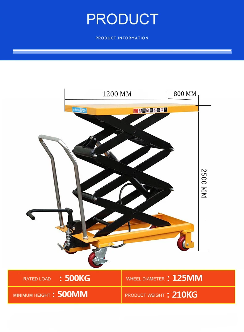 150kg 350kg 500kg 1000kg Hydraulic Lift Table Manual Small Lift Table Scissor Table Lift ...