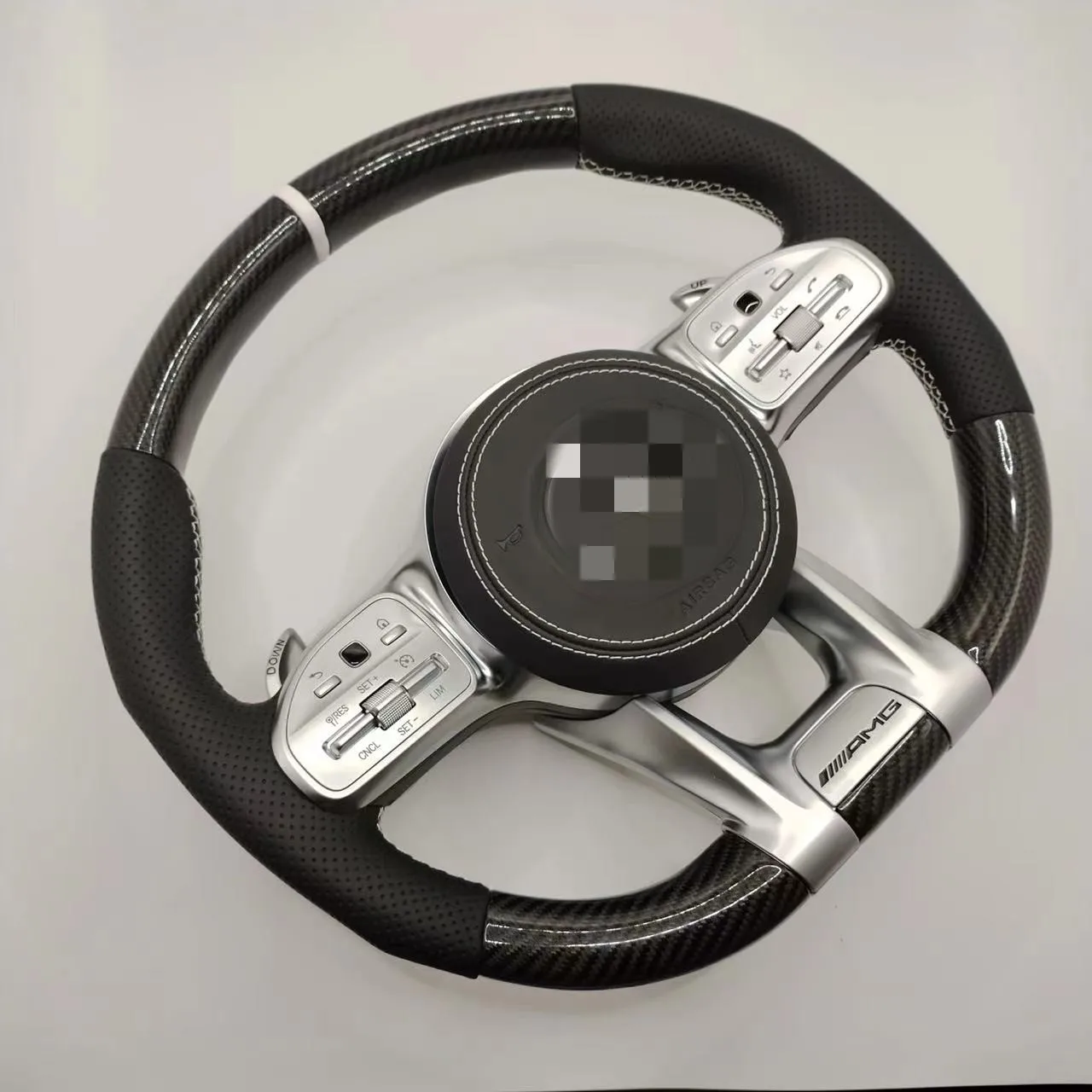 For 22-23 Mercedes Benz C C260l Modified Carbon Fiber Amg Steering Wheel C200 New C-class Led ...