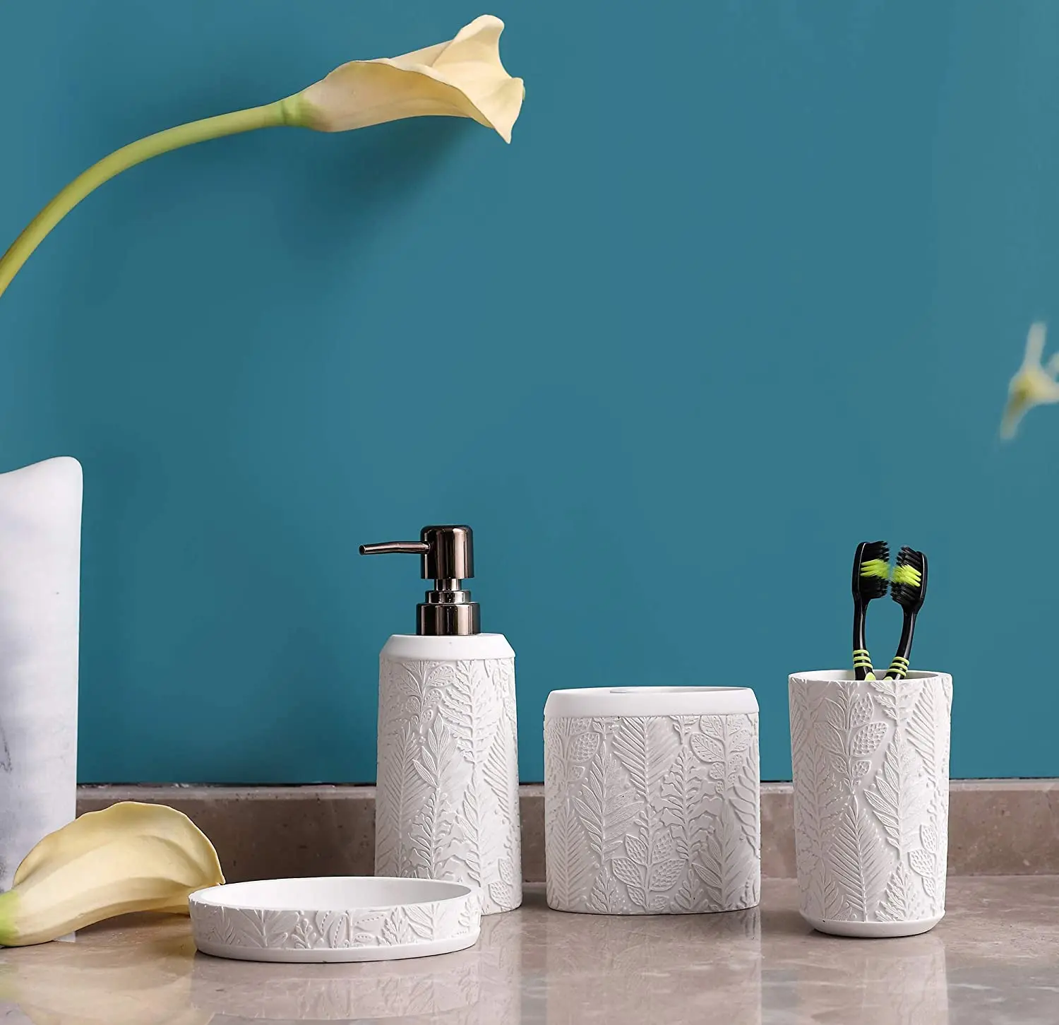 White Bathroom Accessories Set Luxury Complete Hotel Quality - Buy ...