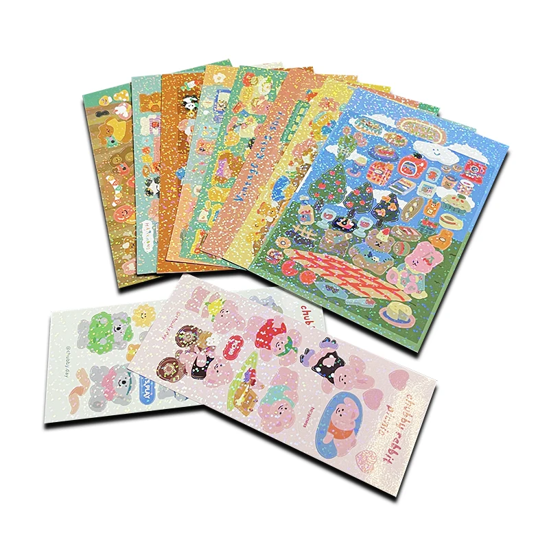 Custom Printing Cute Shiny Holographic Rainbow Glitter Effect Kiss Cut ...