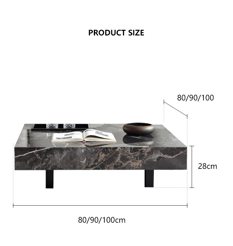 Luxury Marble Top Big Coffee Table - Modern Nordic Style