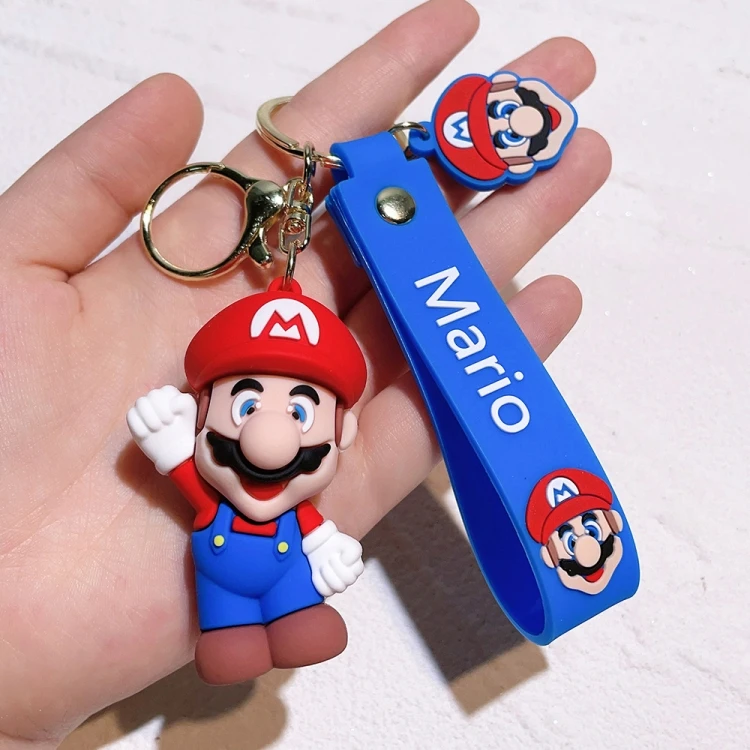 Mario Bros Mushroom 3D Cartoon PVC Keychain Custom Promotional Car Bag Decoration and Rubber Key ...