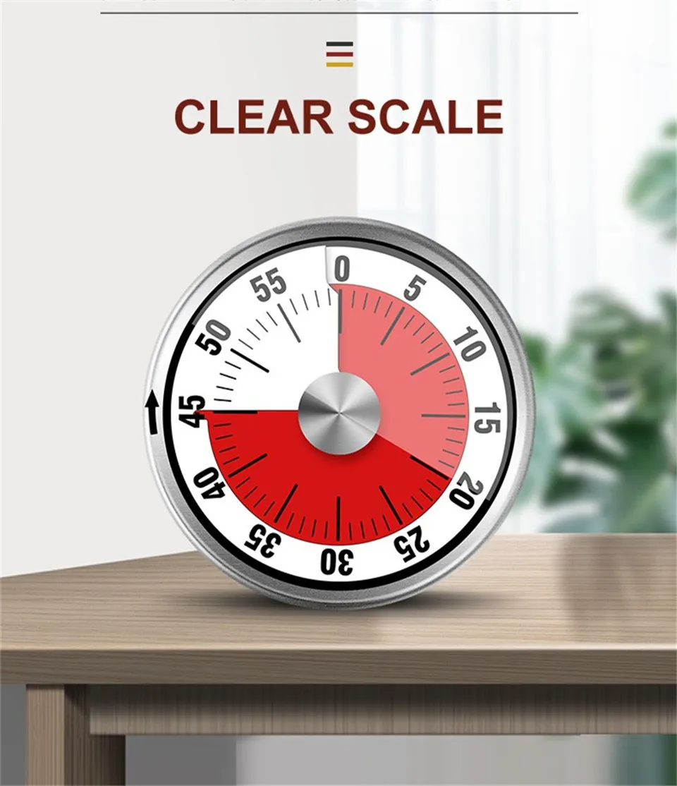 Stainless Steel Visual Countdown Clock Magnetic Stopwatch Mechanical ...