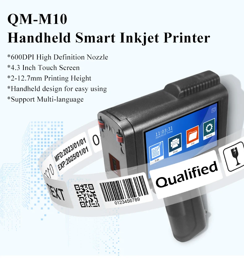 Portable Printing Machine Glass Bottle Expiry Batch Handheld Inkjet ...