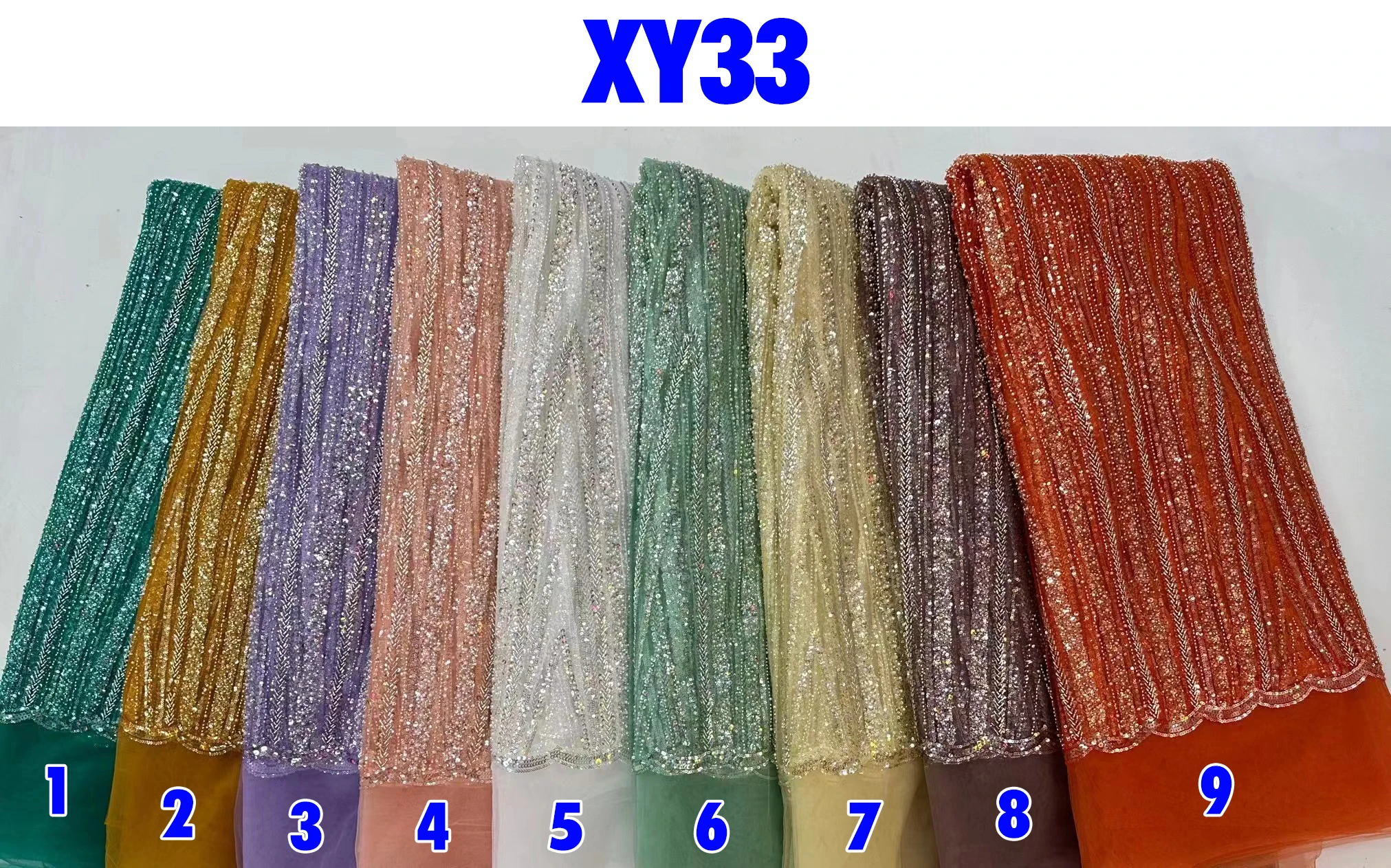 Ni.ai 2024 Heavy Beaded Lace Fabric Tulle Sequins Lace Wholesale Embroidered Sequence For ...