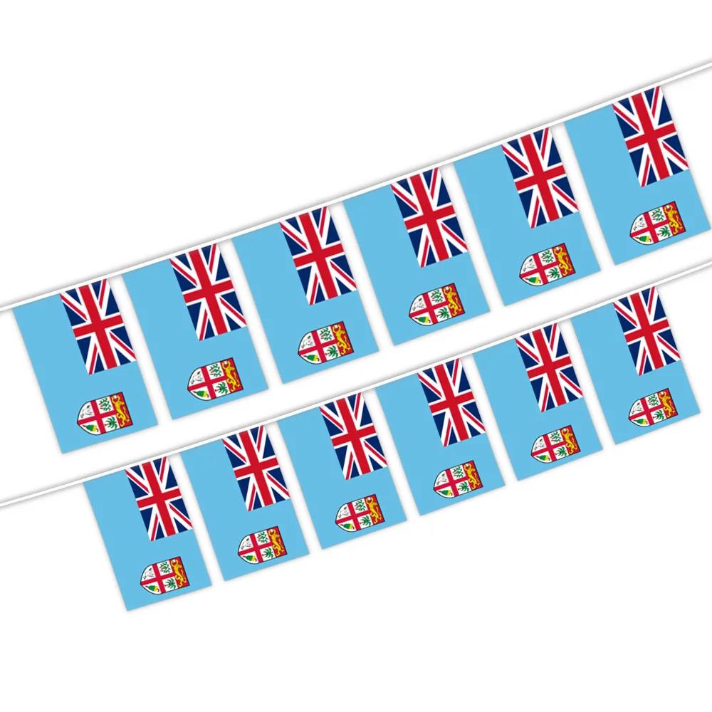 Custom 14*21 Fiji String Flag Polyester Material Hanging Flags for ...