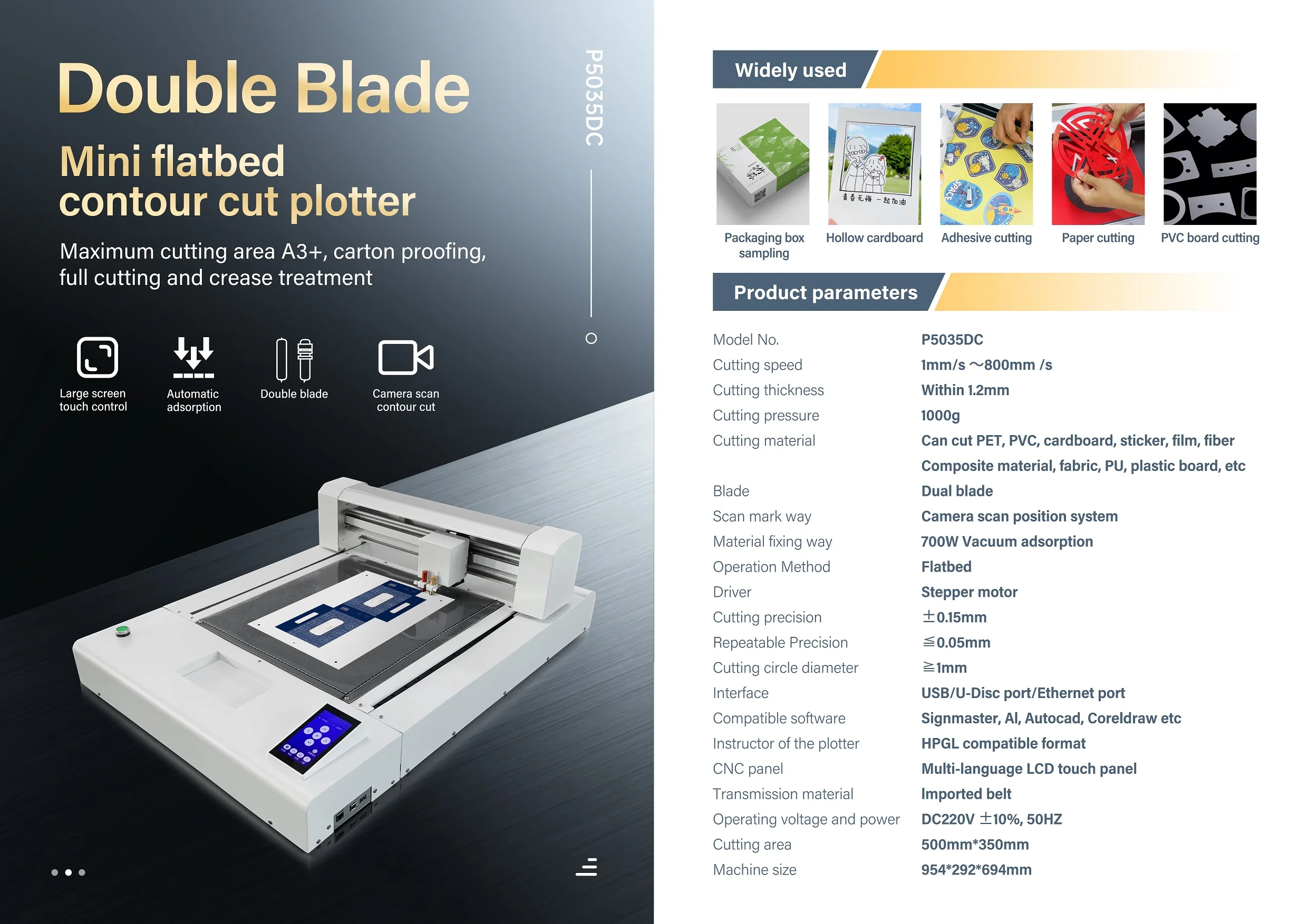 MYCUT P5035DC Desktop Dual Blade Camera Scan Flatbed Cutter