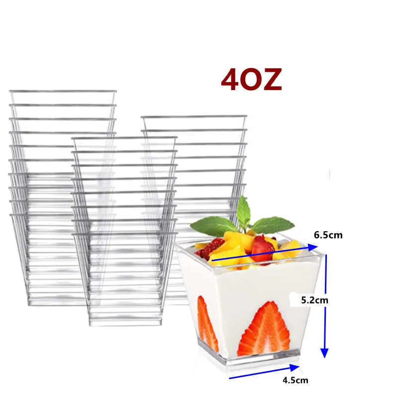 NH Custom clear Disposable Plastic PS Dessert Cup With Lid.2 3 4 5oz ...