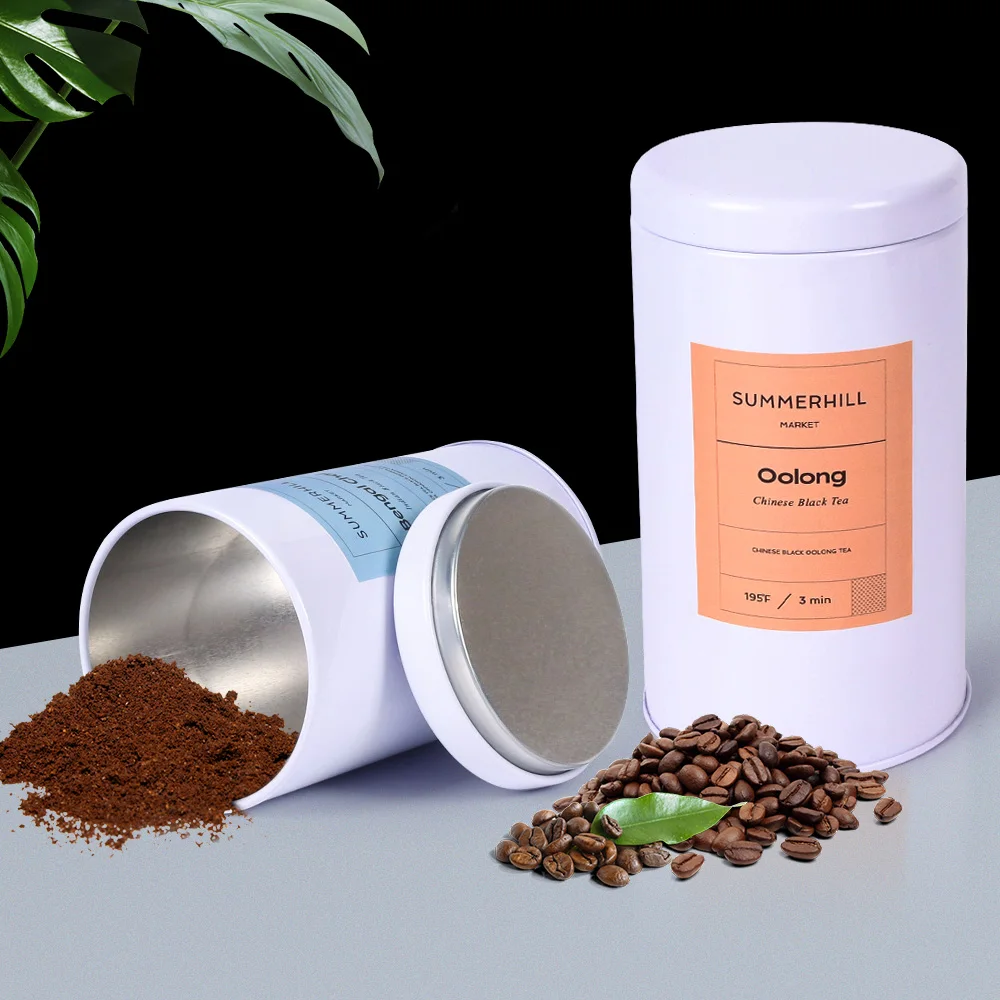Customized Empty Food Grade Coffee Beans Tin Box Metal Airtight Round ...