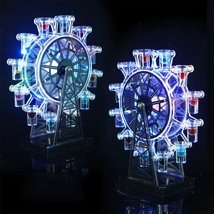 Rechargeable Acrylic LED Shot Glass Display Rack Luminous Ferris Wheel ...