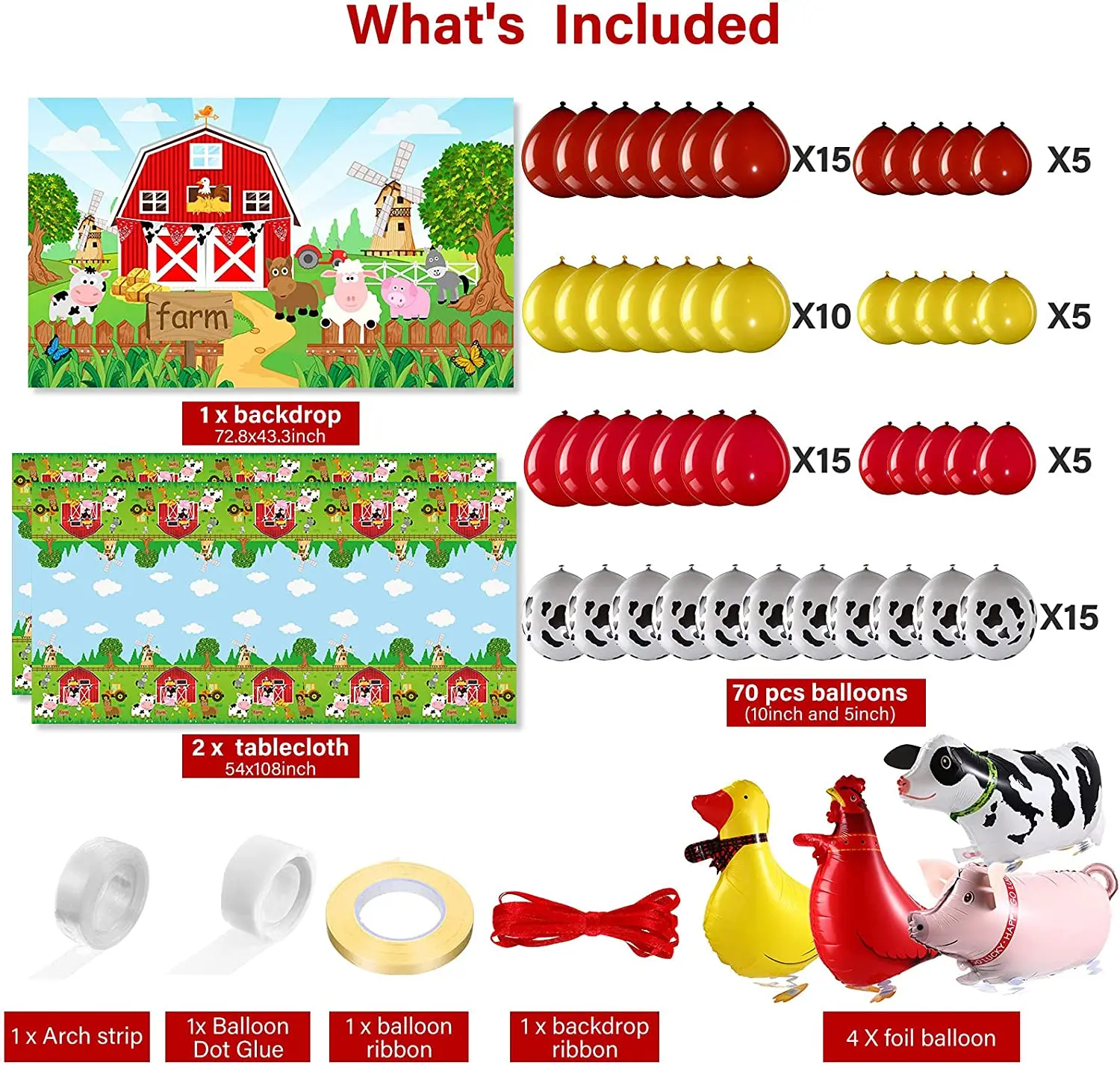 Farm Animals Theme Party Decorations Farm Barn Animals Backdrop Banner ...