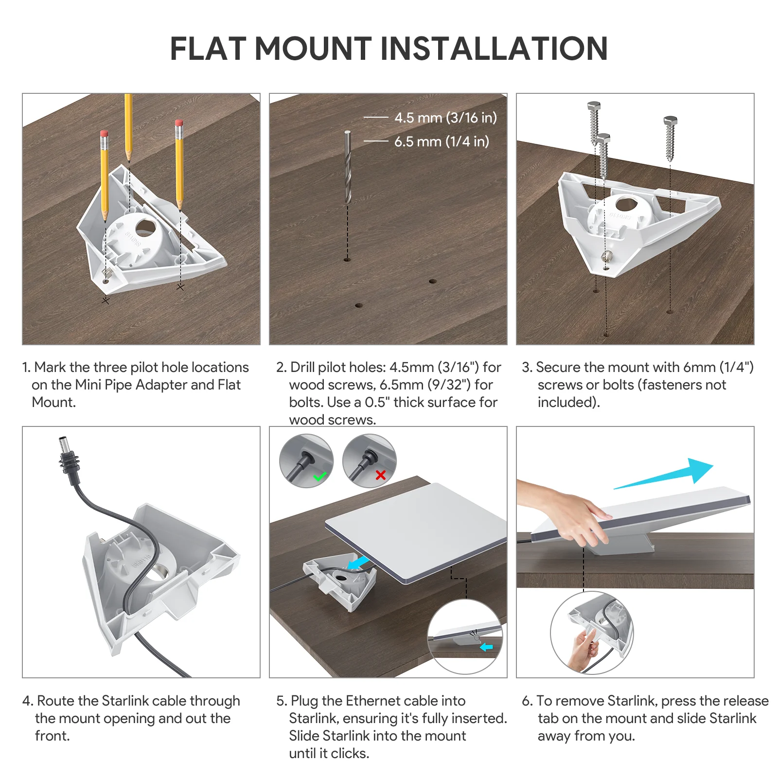 SK0119 Starlink Mini Pipe Adapter and Flat Mount - Stationary ...