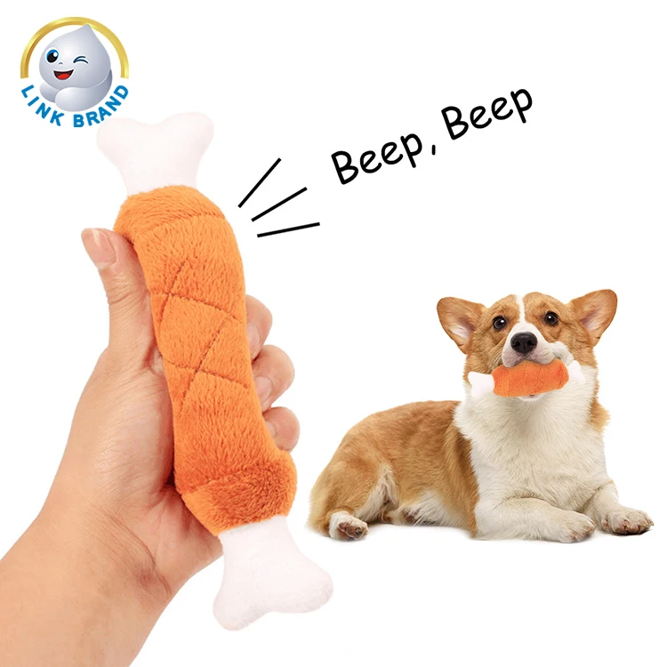 Chicken Leg Bone Shape Plush Toy Soft Plush Chew Squeaky Play Dog Toy ...