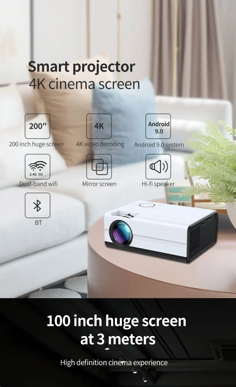 Mini Projector P8 Dlp 1080p Smart Android Wifi Bt Quad Core Mobile ...
