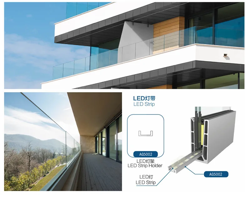 Customized Stainless Steel U Channel Frameless Staircase Balustrades ...