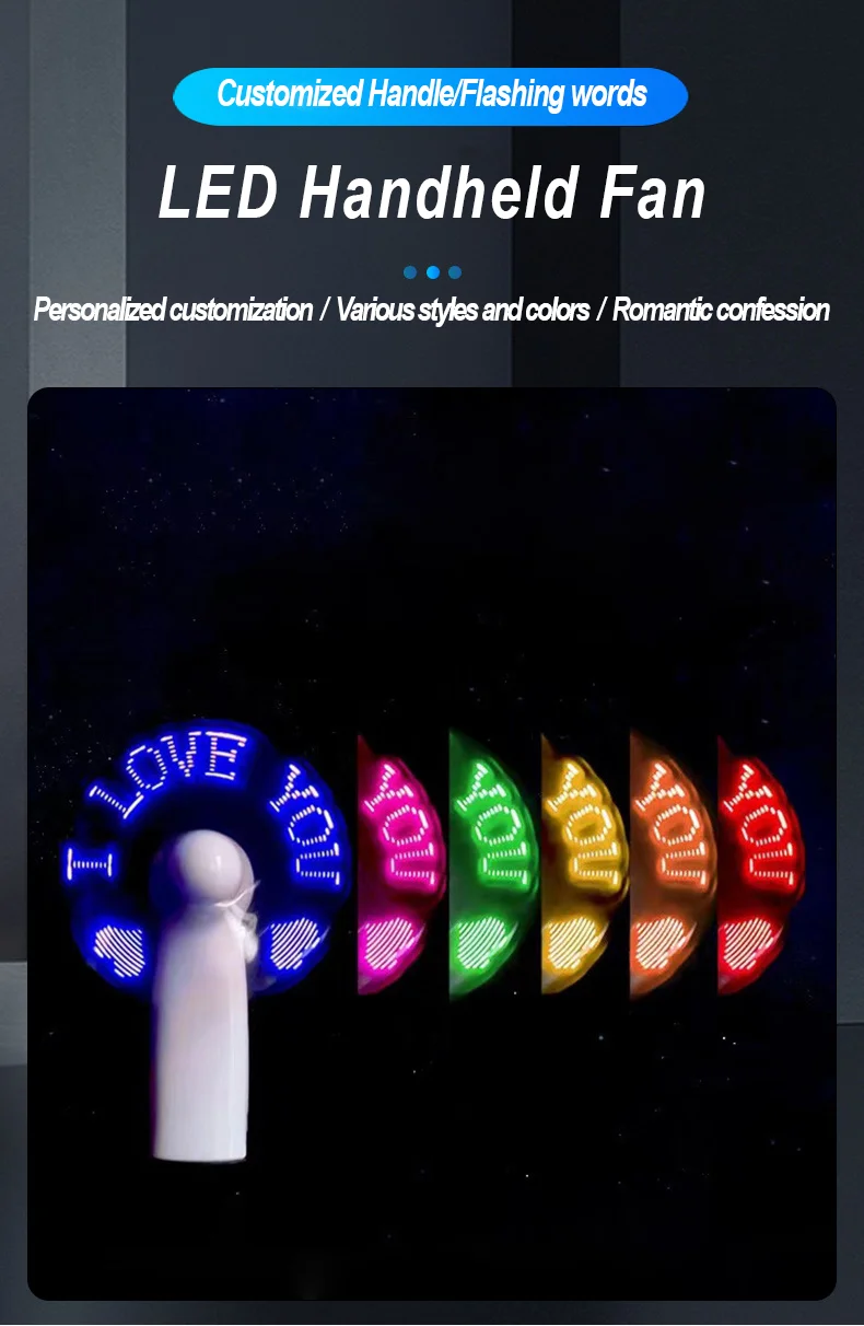 Promotional Portable Mini Fan Programmable LED Fan Custom Logo Display ...