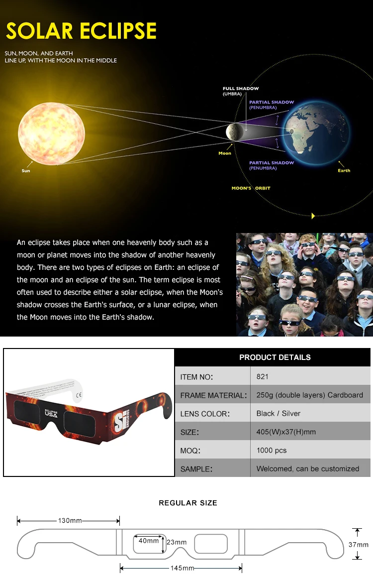 Newest Design For 2024 Solar Eclipse Glasses Custom Design Paper Solar ...