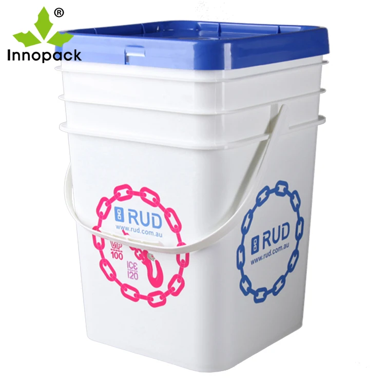 Wholesale 20L Square Plastic Pail Food Grade Empty 5 Gallon Bucket With ...